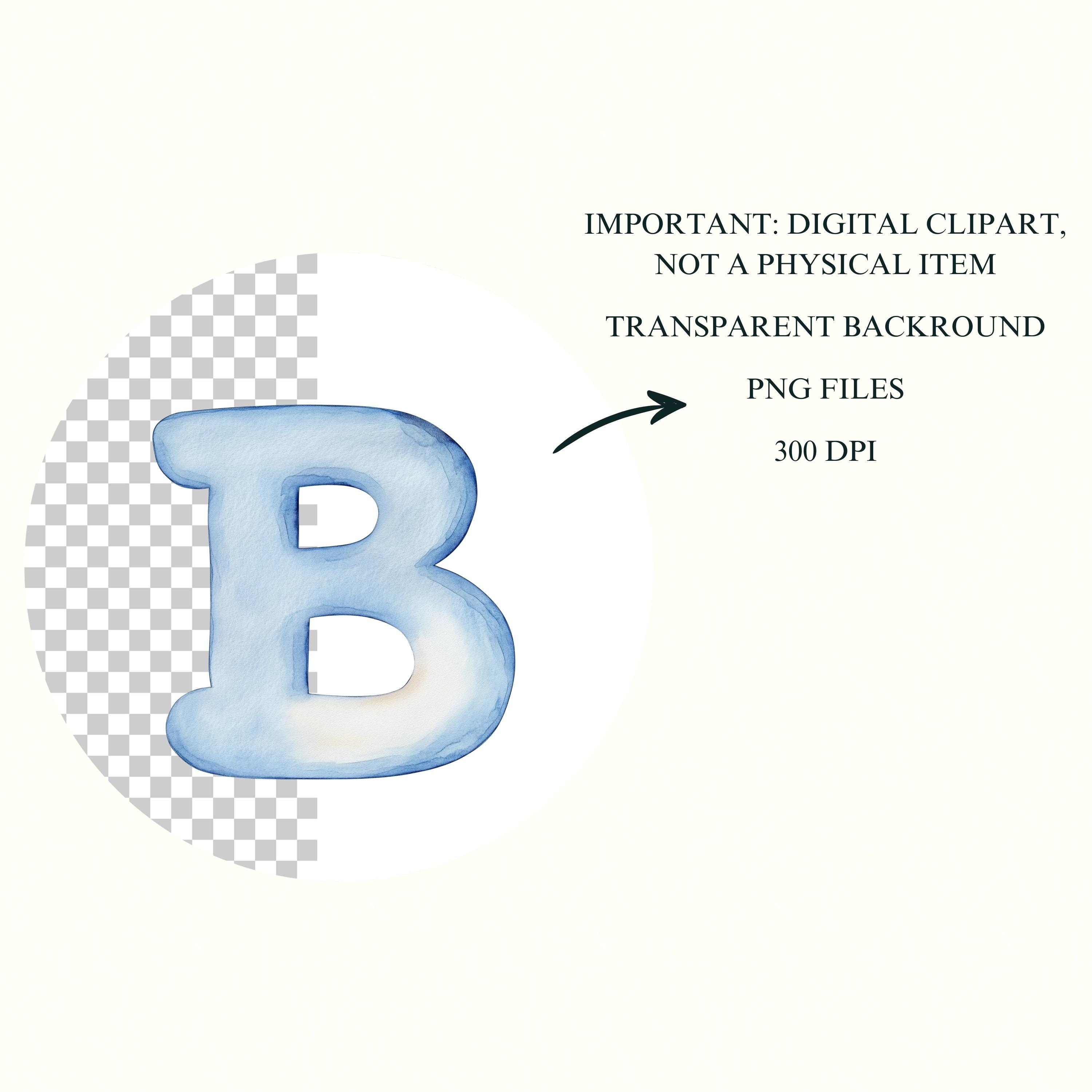 Blue Alphabet Watercolor Clipart, Baby Monthly Milestone, Alphabet PNG ...
