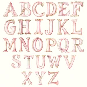 Pink Alphabet Watercolor Clipart, Alphabet PNG, Baby Monthly Milestone ...