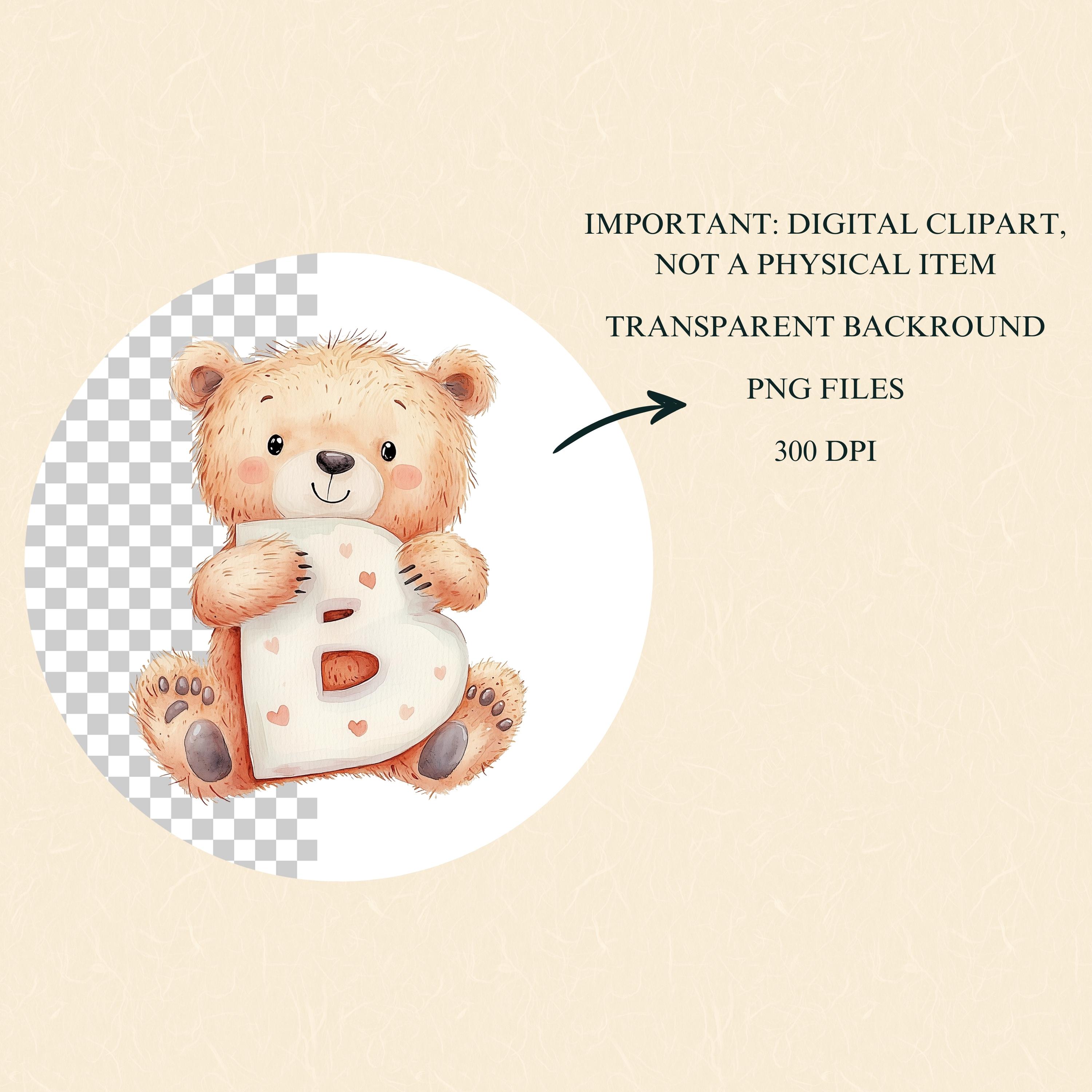 Teddy Bear Alphabet Clipart, Watercolor Animal Alphabet Clipart ...