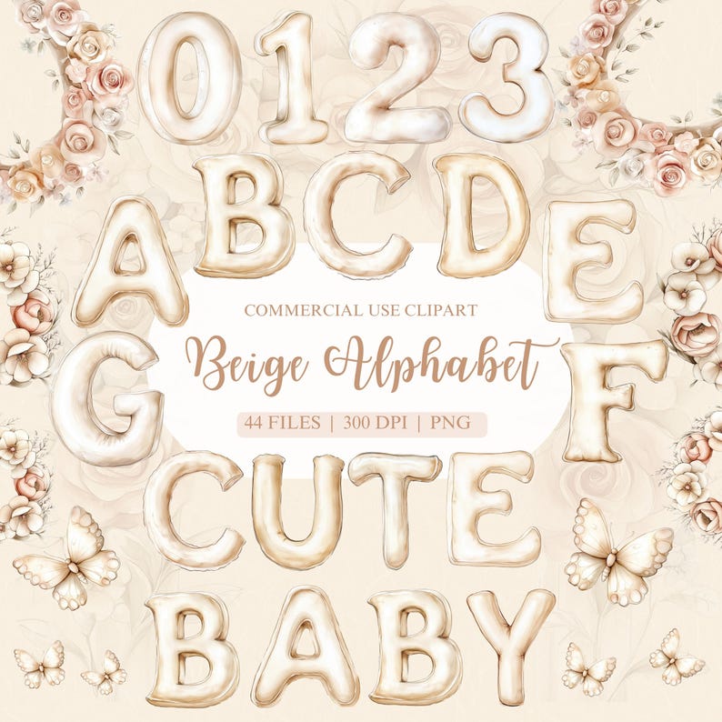 Alphabet Watercolor Clipart, Alphabet PNG, Baby Monthly Milestone ...