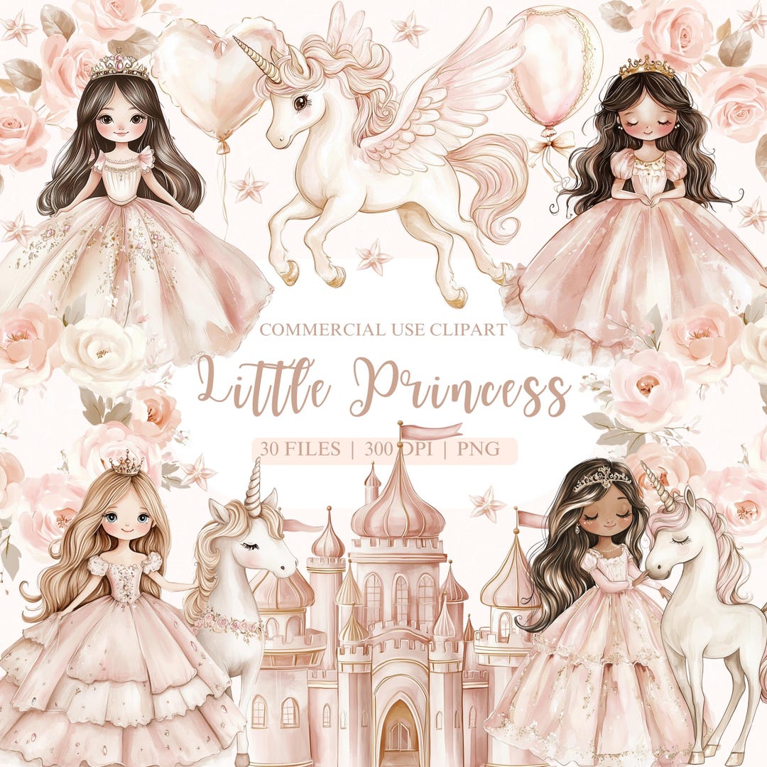 Little Princess Clipart, Pink Princess Clipart, Watercolor Princess ...
