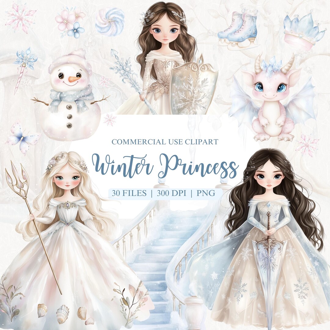 Winter Princess Clipart, Winter Onederland, Ice Princess, Winter ...