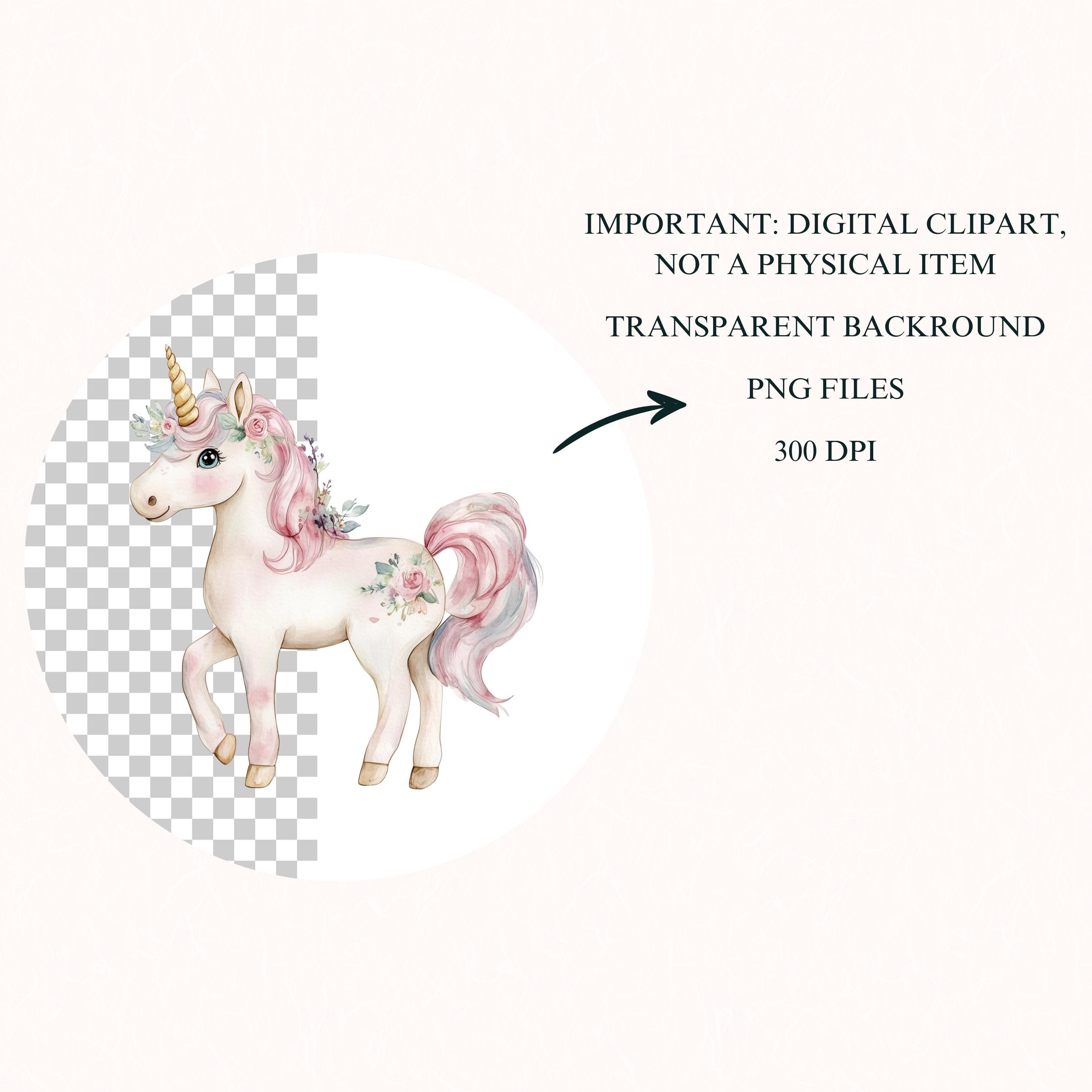 Rainbow Unicorn Watercolor Clipart, Floral Unicorn Clipart, Unicorn PNG ...