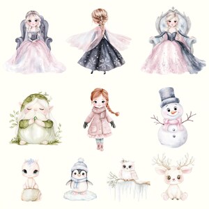 Frozen Princess Clipart, Cute Ice Princess Clipart, Winter Clipart ...