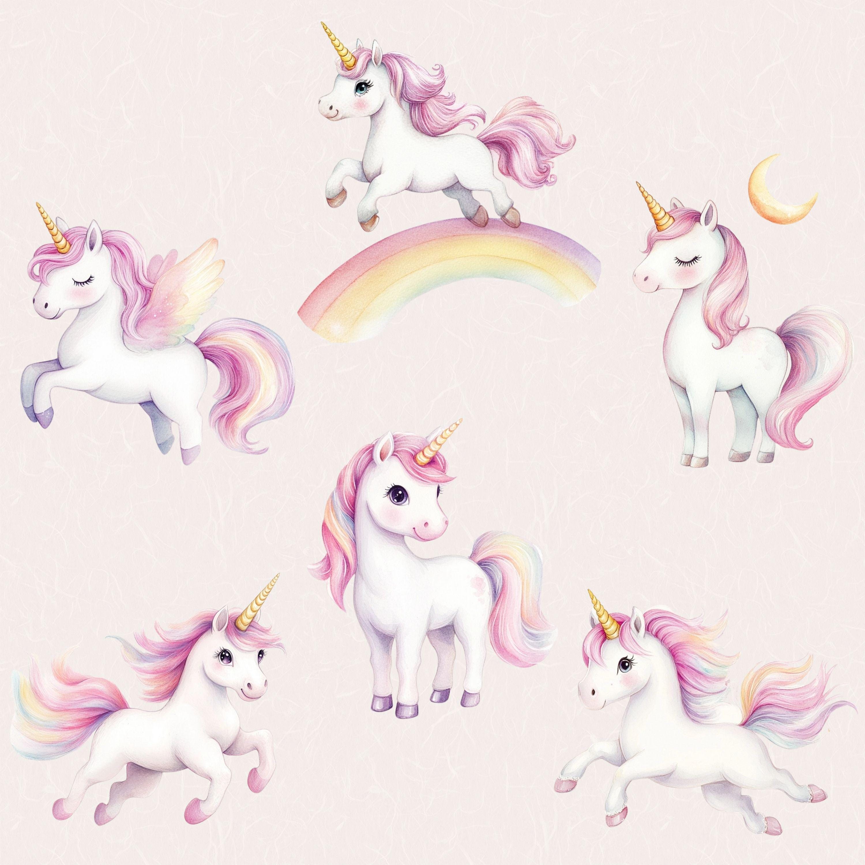 Rainbow Unicorn Watercolor Clipart, Unicorn PNG, Rainbow Unicorn PNG ...