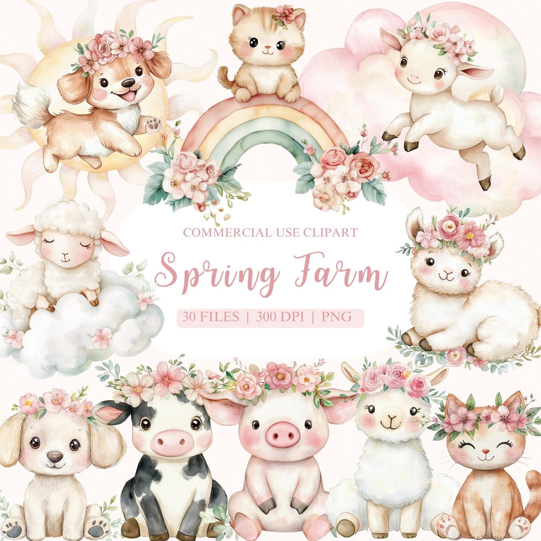 Farm Animals Clipart, Spring Clipart, Farm Friends, Farm Animals PNG ...
