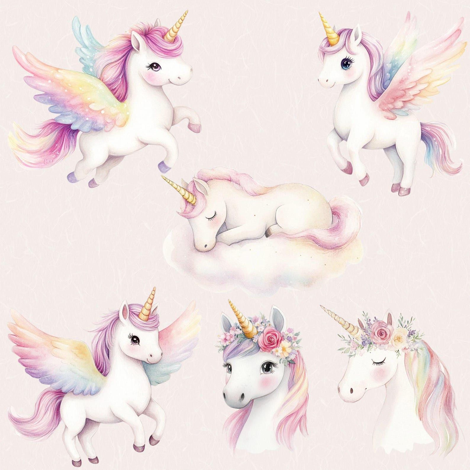 Rainbow Unicorn Watercolor Clipart, Unicorn PNG, Rainbow Unicorn PNG ...