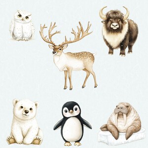 Watercolor Arctic Animals Clipart, Polar Bear, Owl, Wolf, Seal, Penguin ...