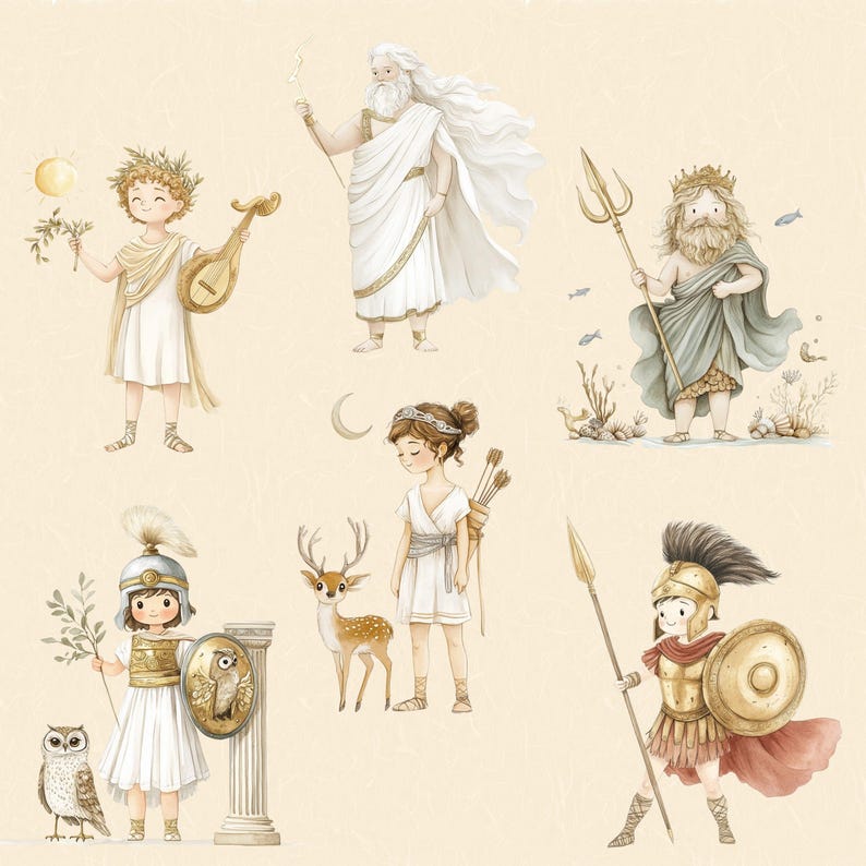Watercolor Ancient Greek Clipart, Greek Gods Clipart, Greek Mythology ...