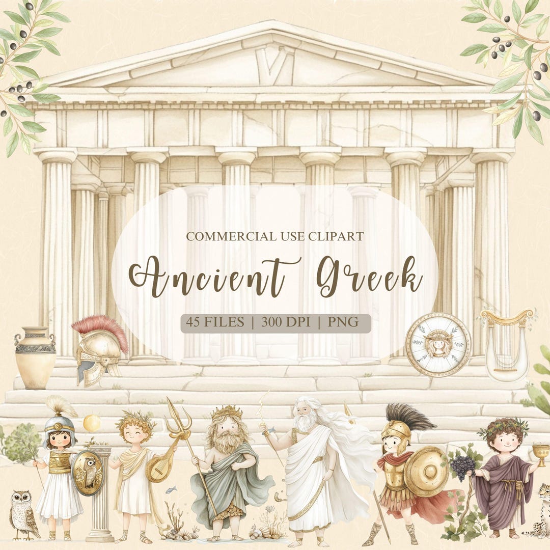 Watercolor Ancient Greek Clipart, Greek Gods Clipart, Greek Mythology ...