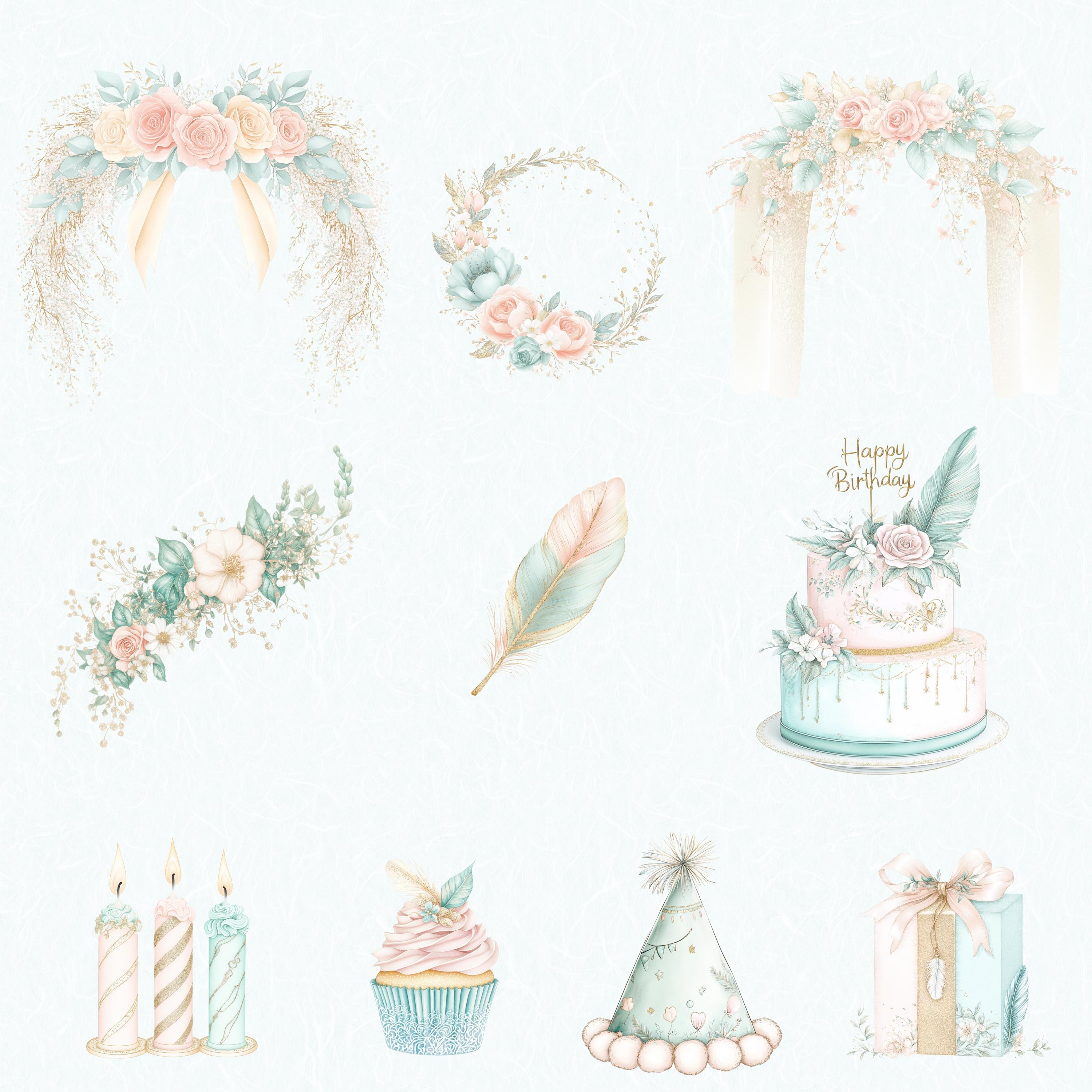 Watercolor Happy Birthday Clipart, Birthday Clipart, Happy Birthday PNG ...