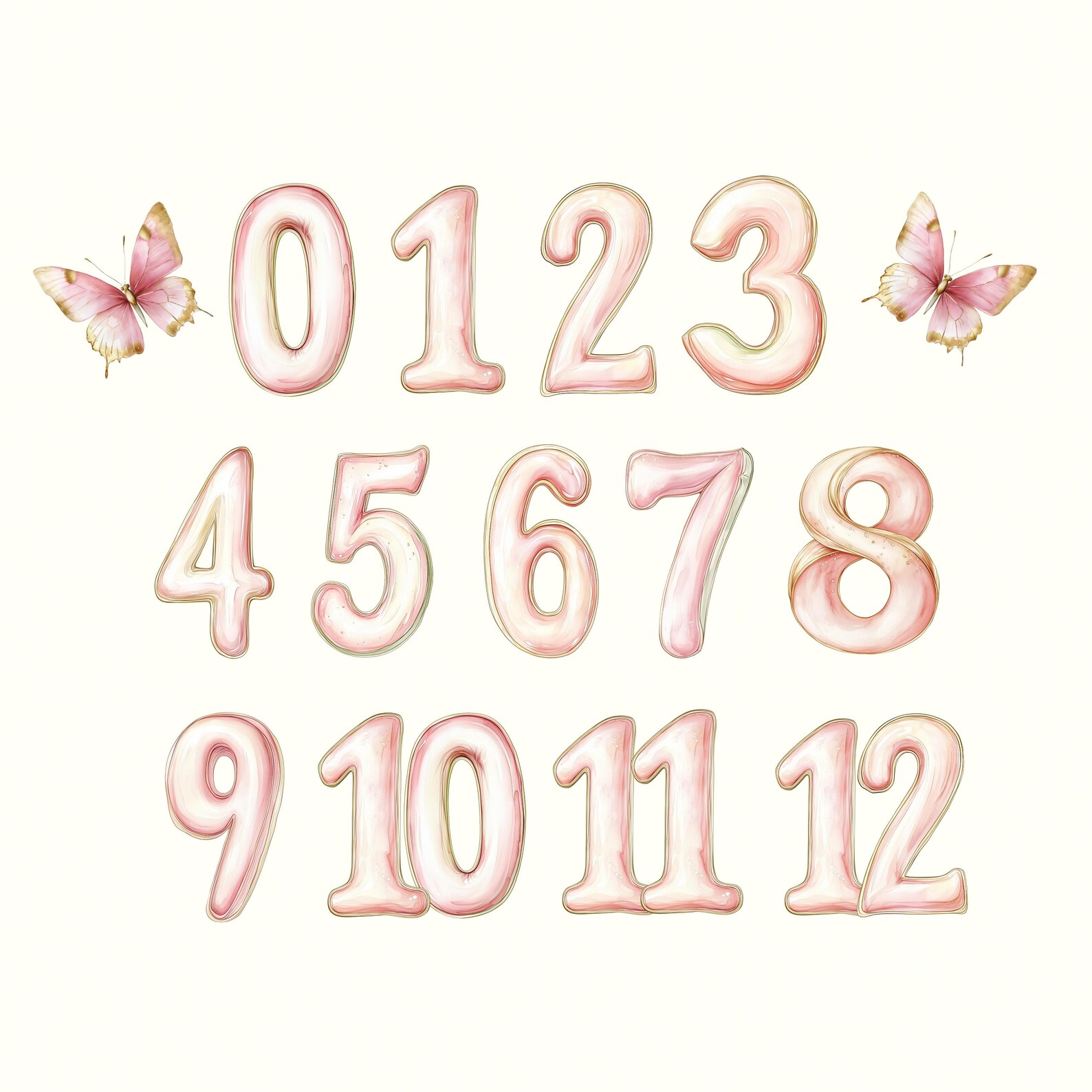 Pink Alphabet Watercolor Clipart, Alphabet PNG, Baby Monthly Milestone ...