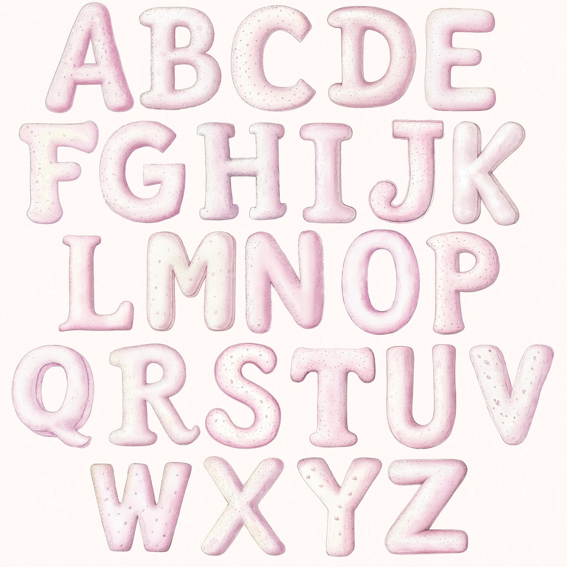 Pink Alphabet Watercolor Clipart, Alphabet PNG, Baby Monthly Milestone ...