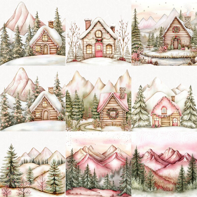 Cute Christmas Watercolor Clipart Bundle, Cute Christmas Family, Cute ...