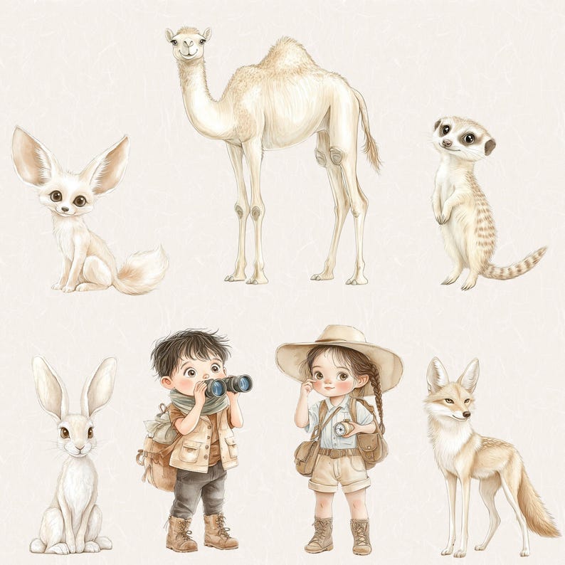 Desert Animals Watercolor Clipart, Explorers Clipart, Desert Animals ...