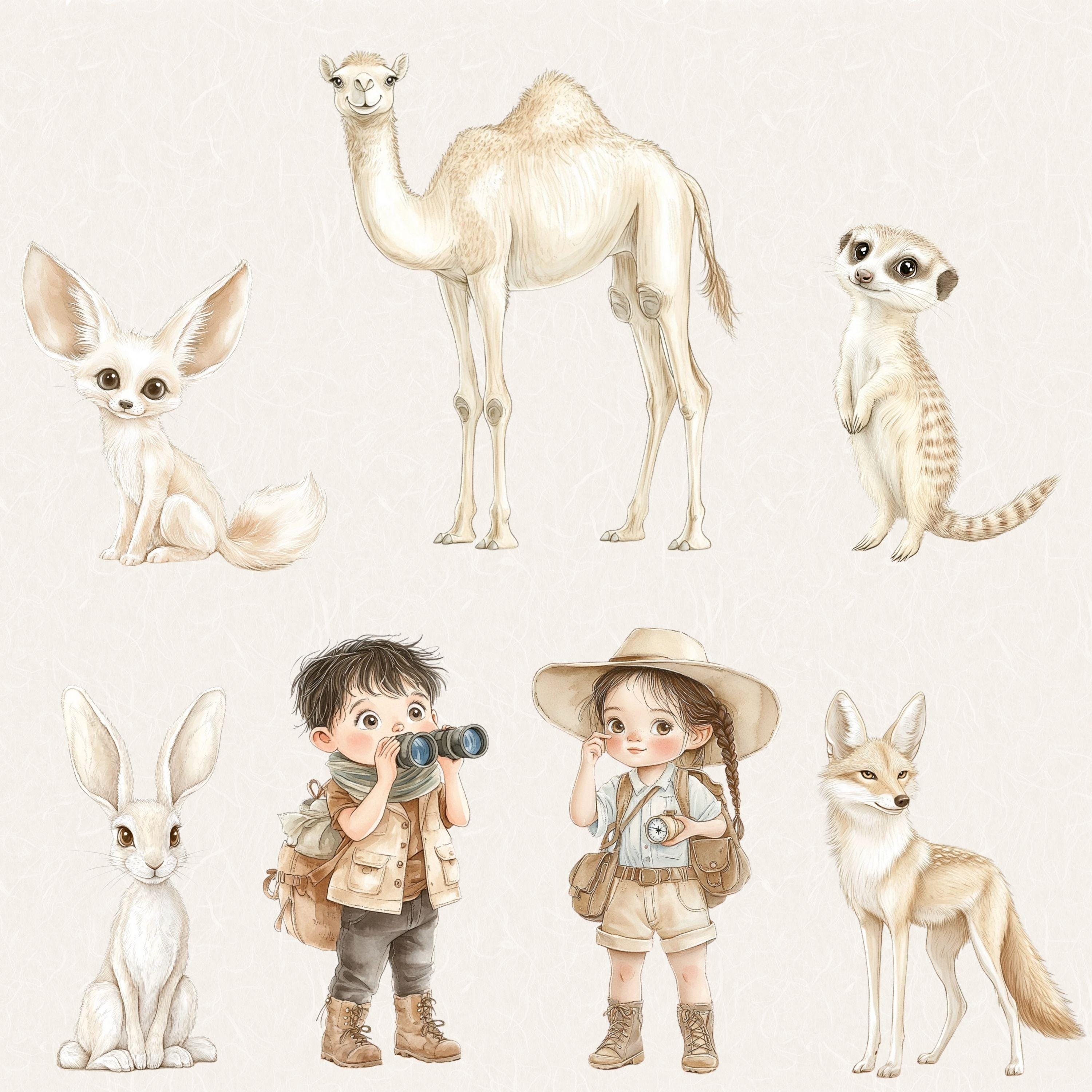 Desert Animals Watercolor Clipart, Explorers Clipart, Desert Animals ...