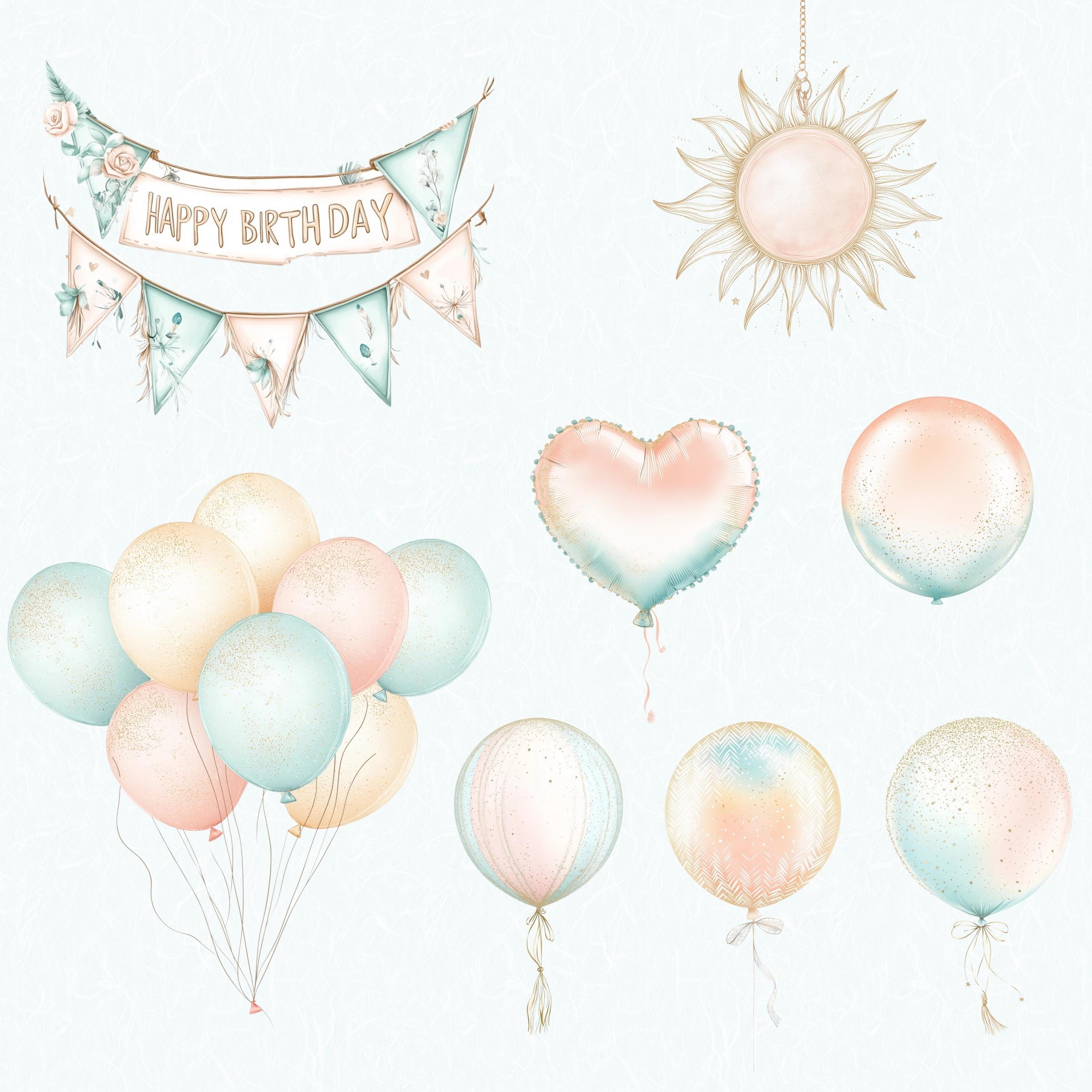 Watercolor Happy Birthday Clipart, Birthday Clipart, Happy Birthday PNG ...