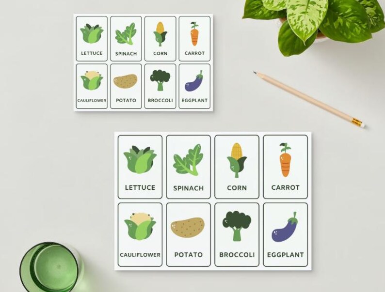 Fruits and Vegetables Flashcards Printable Download Montessori Style ...