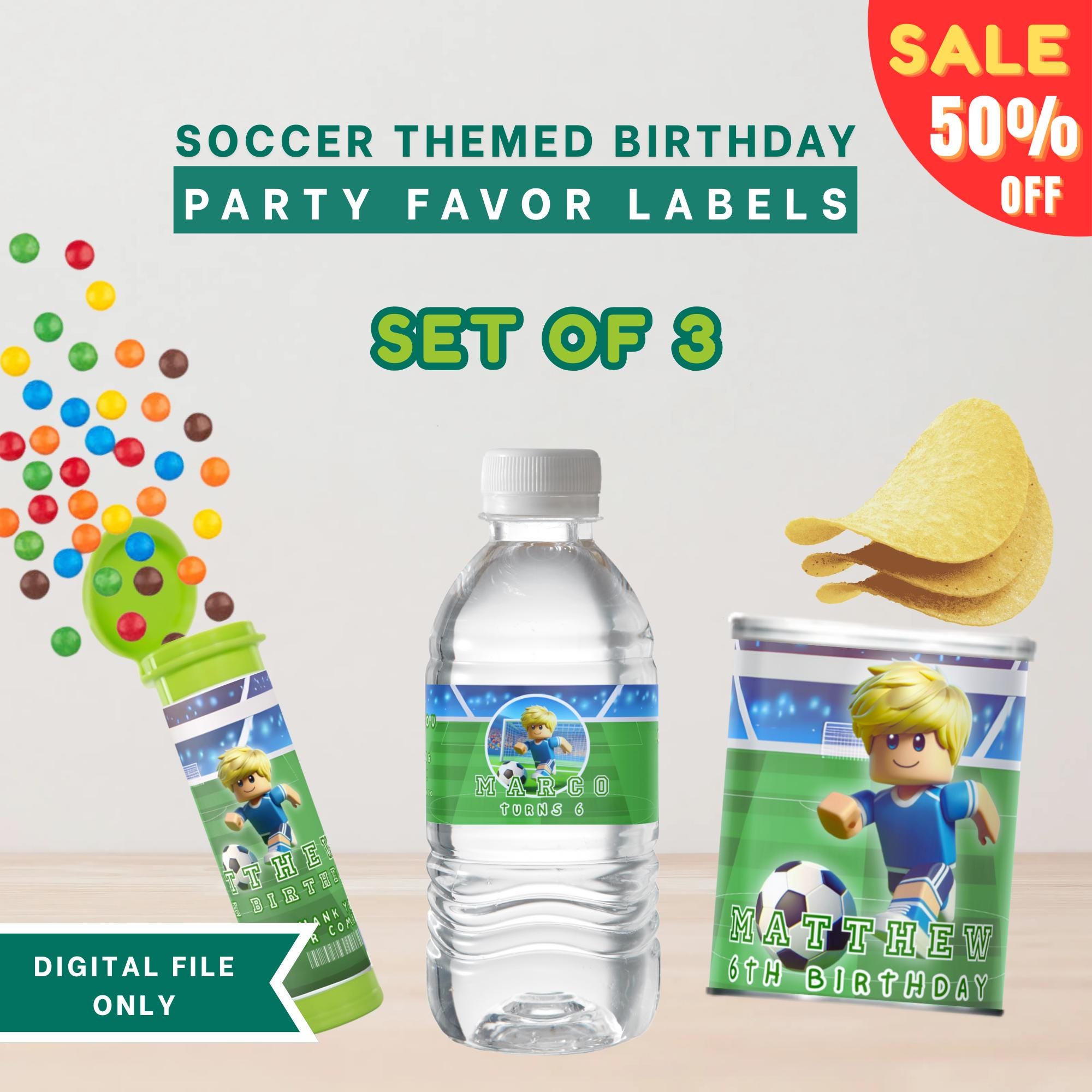Soccer-themed Roblox Birthday Party Favors, Roblox Custom Labels ...