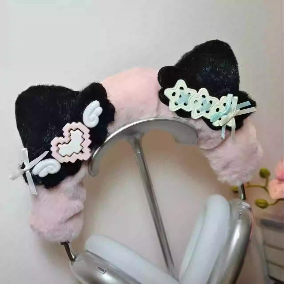 Black Pink Headphone Cover Kawaii Fluffy Headset Cover for Airpods Max ...