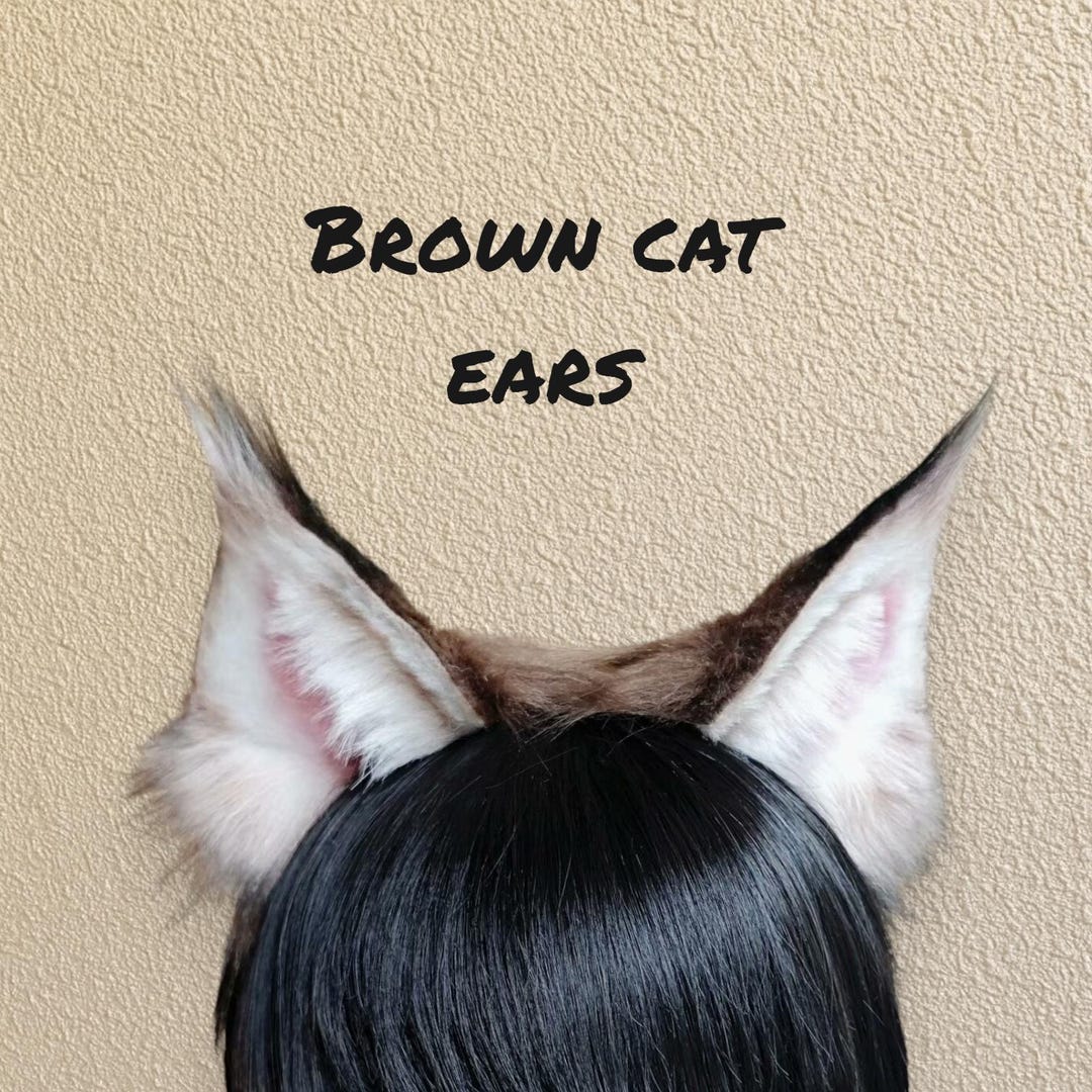 Realistic Brown Cat Ears Cosplay Headpiece – Handmade Narrow Cat Ears ...