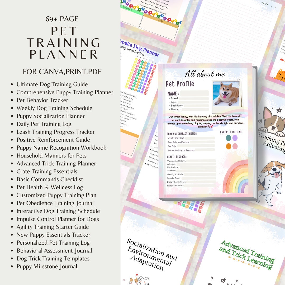 Pet Traning Planner Printable | Dog Training Planner | Puppy Training ...