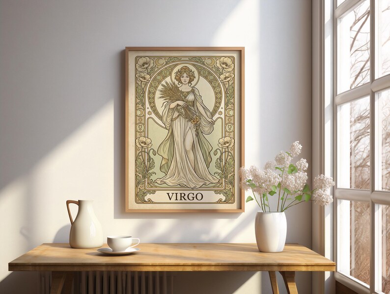 Virgo Art Nouveau Poster, Vintage Zodiac Astrology (digital Download ...