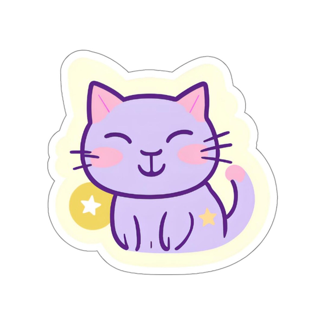 Whimsical Cat Kiss-cut Stickers for Fun Decor, Cute Laptop Stickers ...