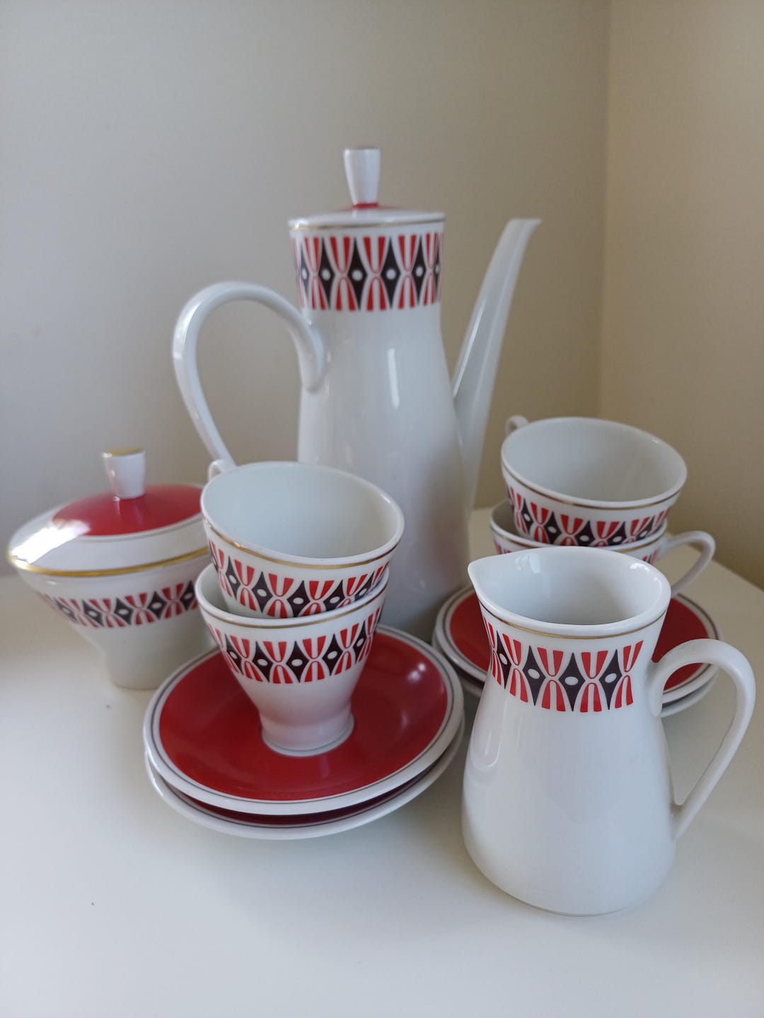 Vintage Freiberger GDR Coffee Set Espresso Porcelain Retro 1960s for 4 - Etsy