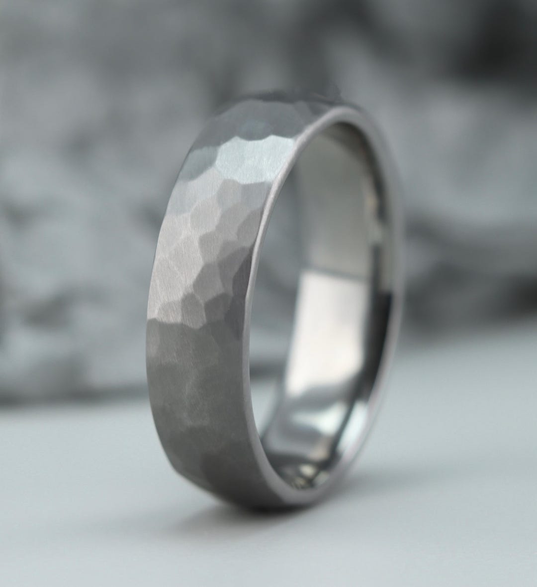 Tantalum Wedding Ring. Faceted Effect Matt Finish / Smooth Hammered ...