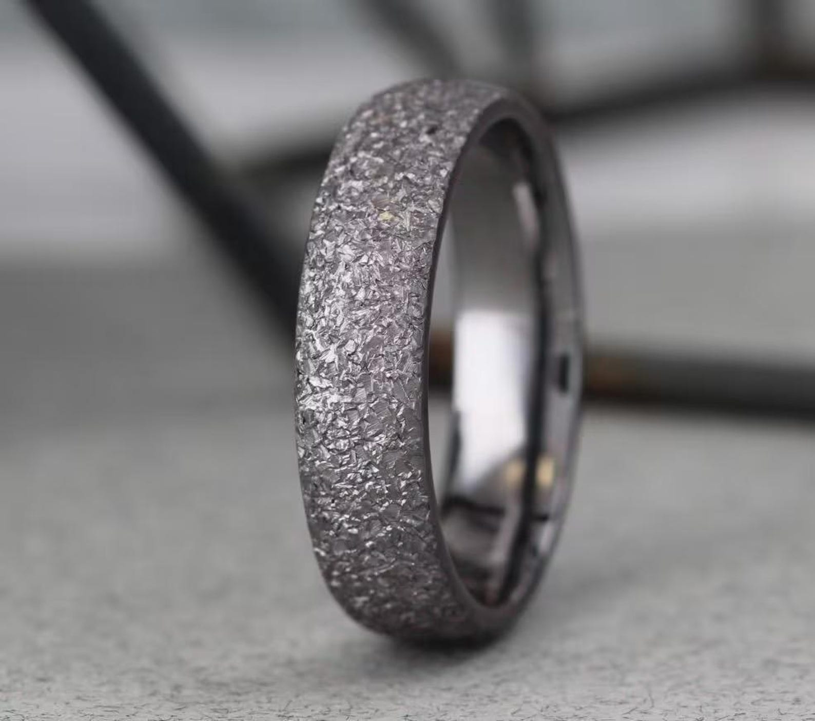 Tantalum Wedding Ring, Meteorite, Asteroid Finish. Comfort Fit. - Etsy