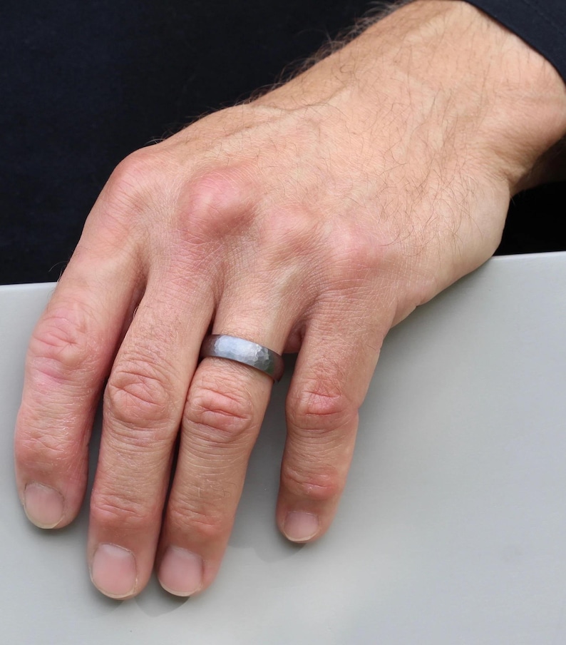 Tantalum Wedding Ring. Faceted Effect Matt Finish / Smooth Hammered ...