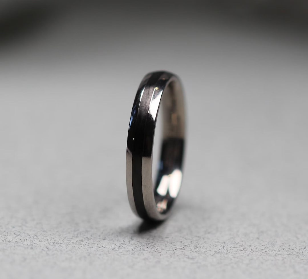 Titanium and Carbon Fibre Slim Wedding Ring. Comfort Fit. - Etsy