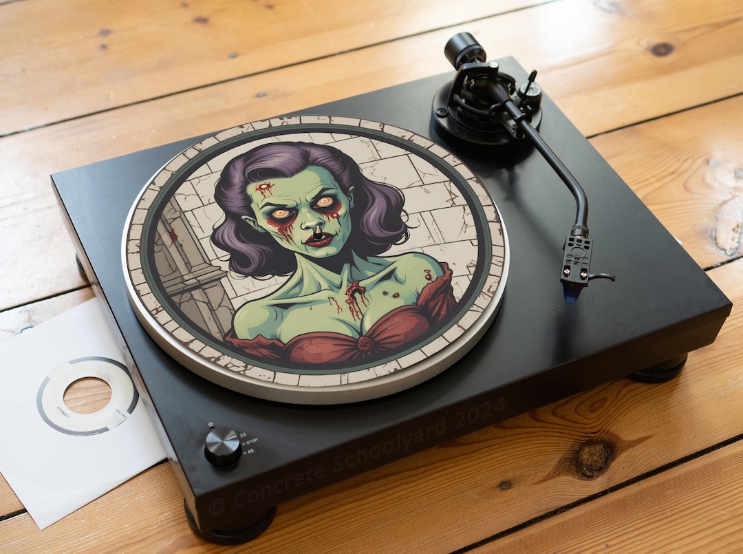 Zombie Pin up Crypt Girl Felt Record Player Turntable Slipmat, Vinyl ...