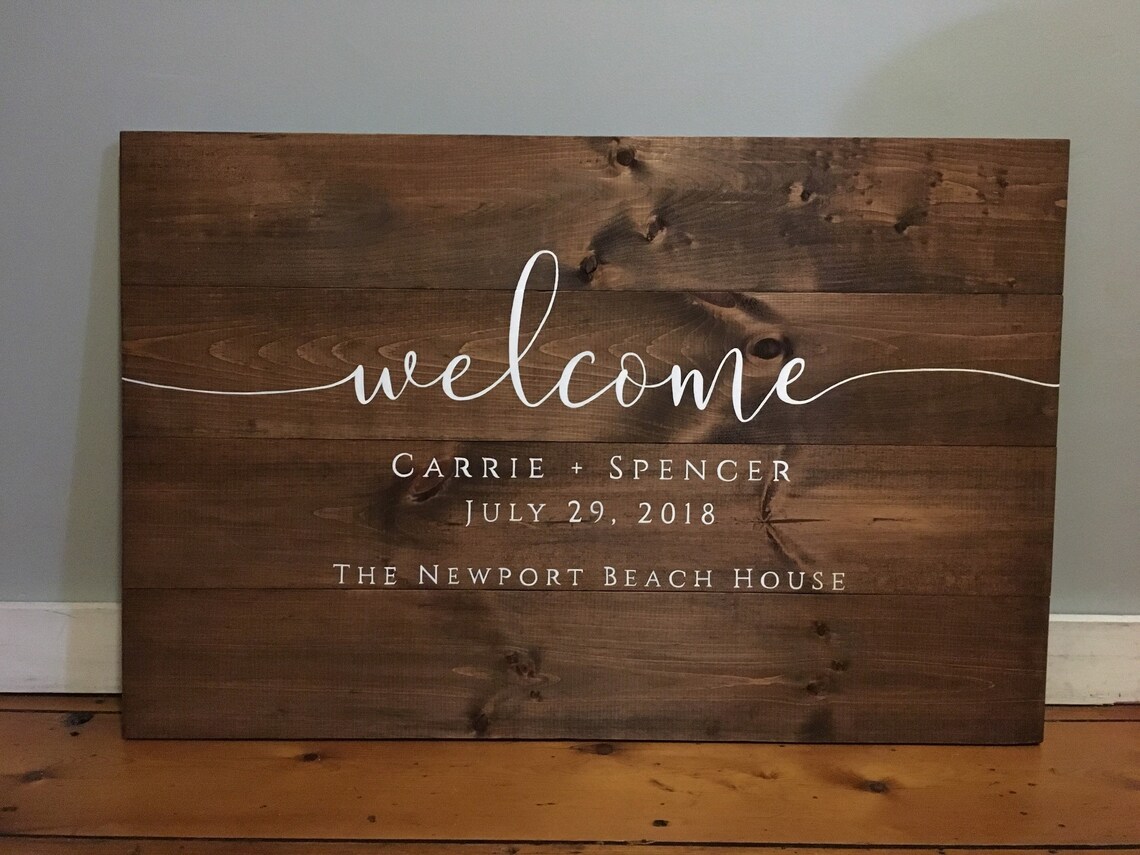 Rustic Guest Signing Board / Welcome Wedding Sign Bride and Groom Name ...