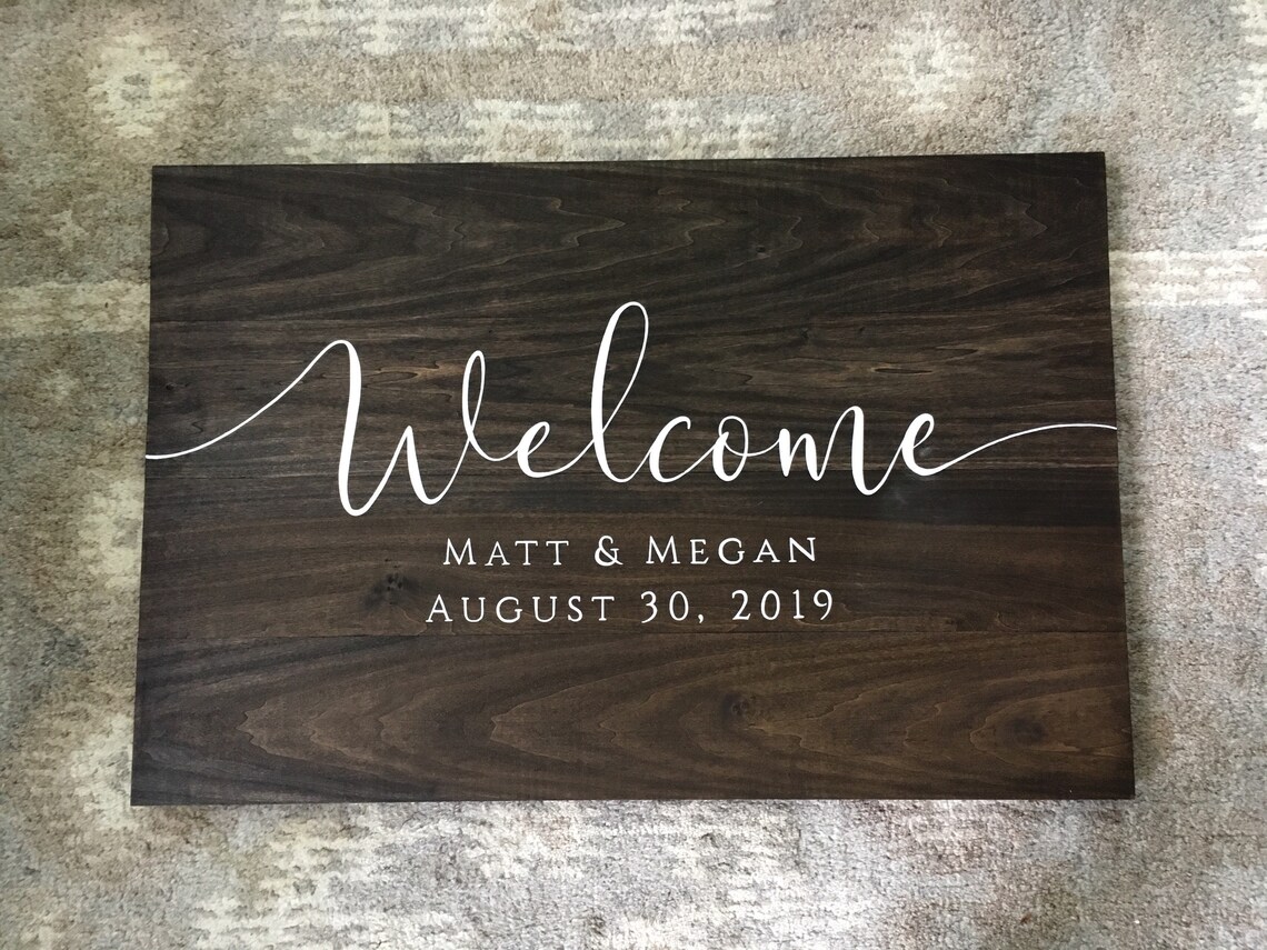 Rustic Guest Signing Board / Welcome Wedding Sign Bride and Groom Name ...