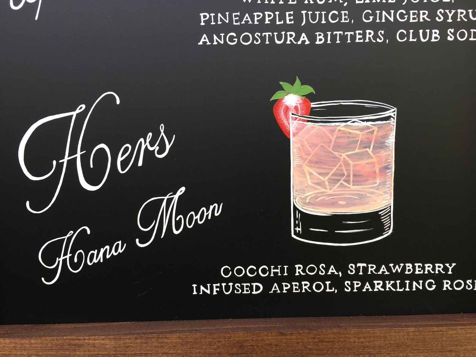 Signature Coctail Menu, Framed Chalkboard Sign With Two Cocktails, His ...