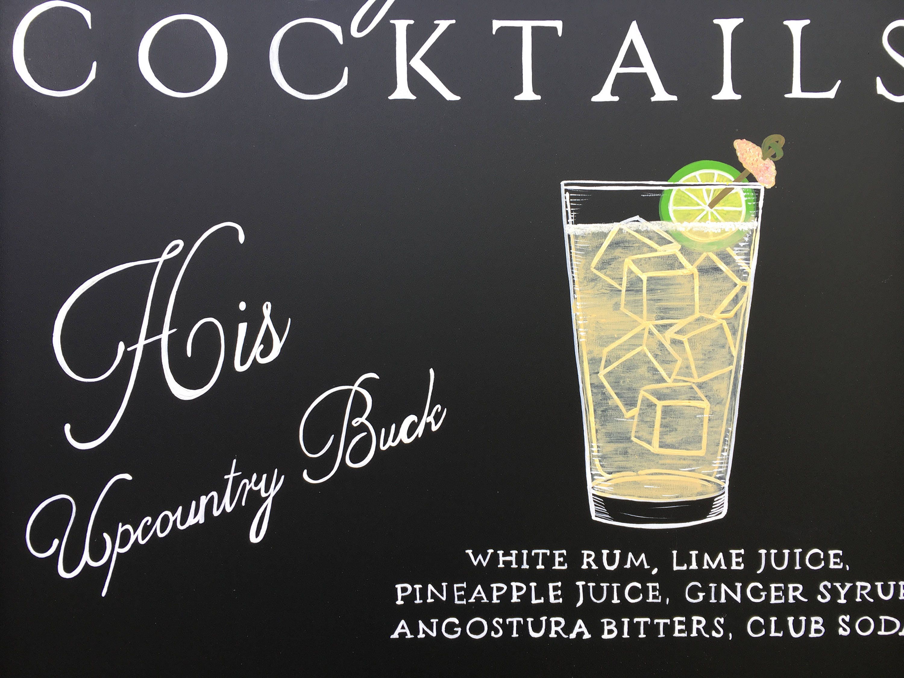 Signature Coctail Menu, Framed Chalkboard Sign With Two Cocktails, His ...