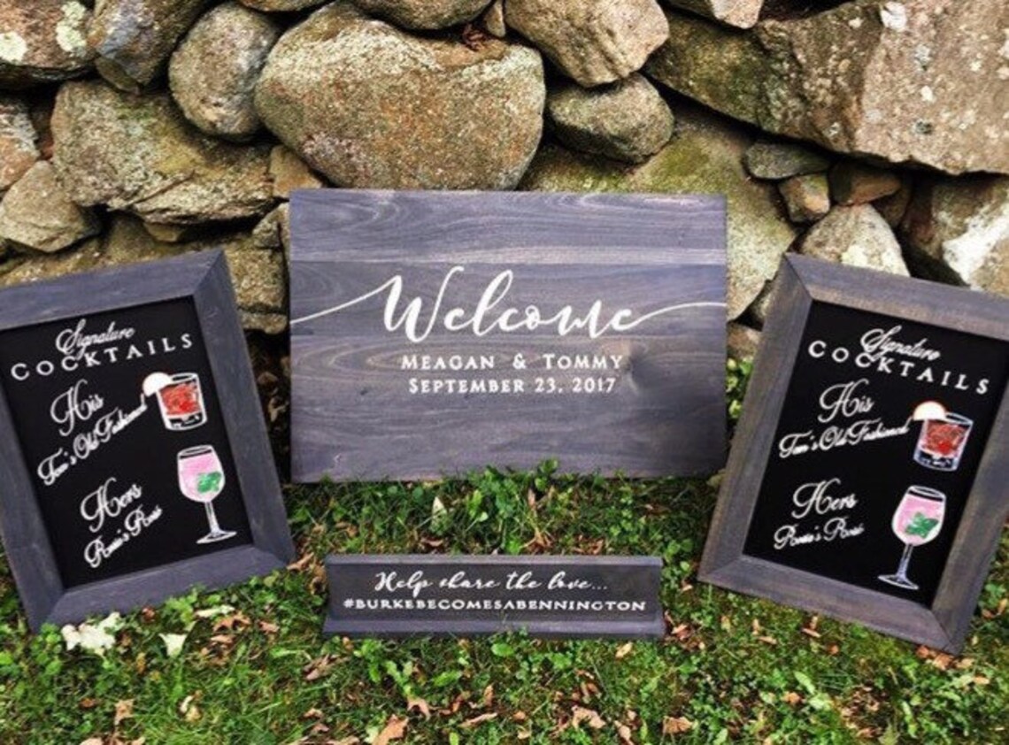 Rustic Guest Signing Board / Welcome Wedding Sign Bride and Groom Name ...
