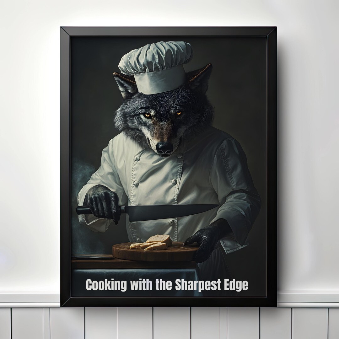 Wolf Chef Poster Stylish Kitchen Art Bold Fierce Culinary Decor Perfect ...