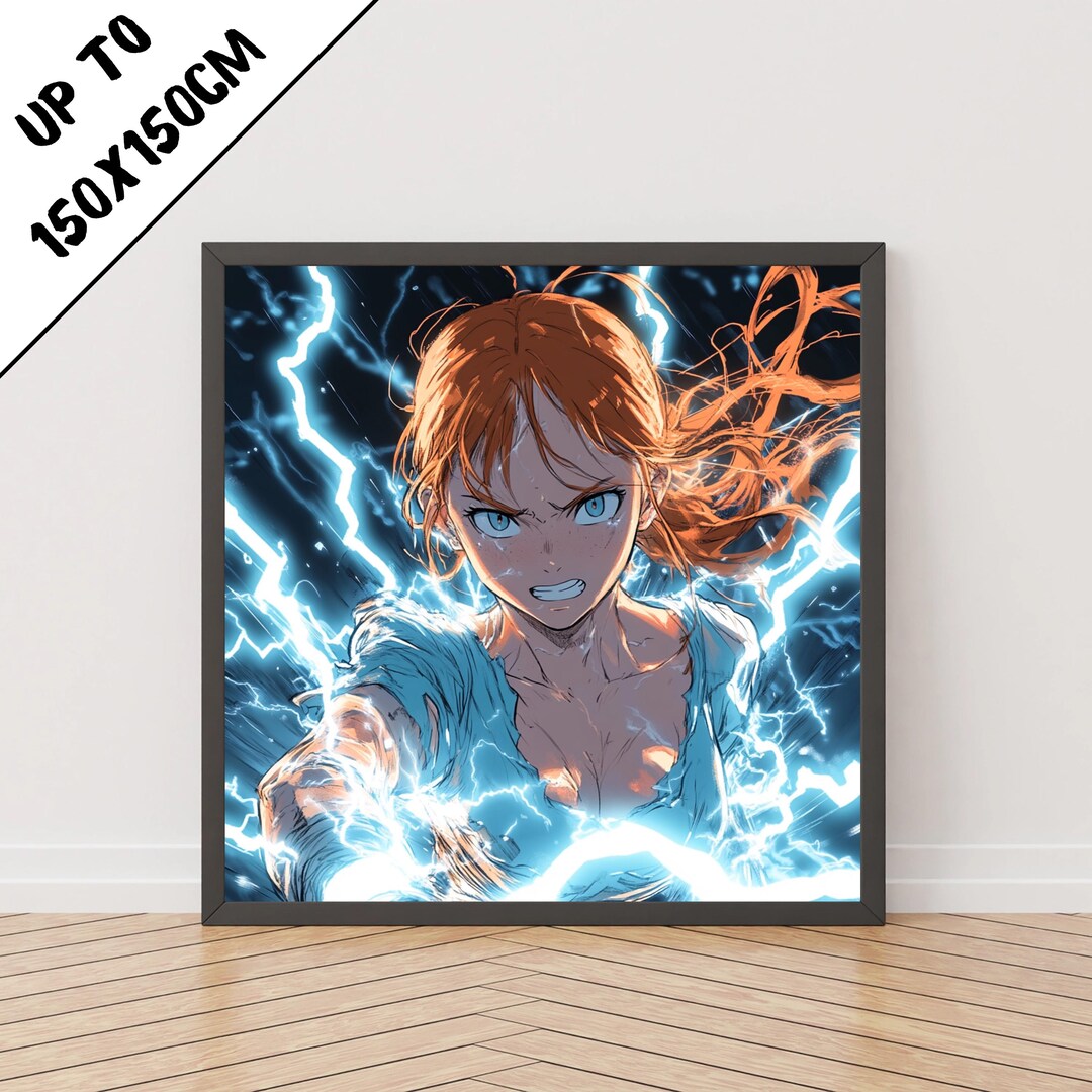 One Piece Poster Nami Art Print Anime Thunderclap Attack Wall Art ...