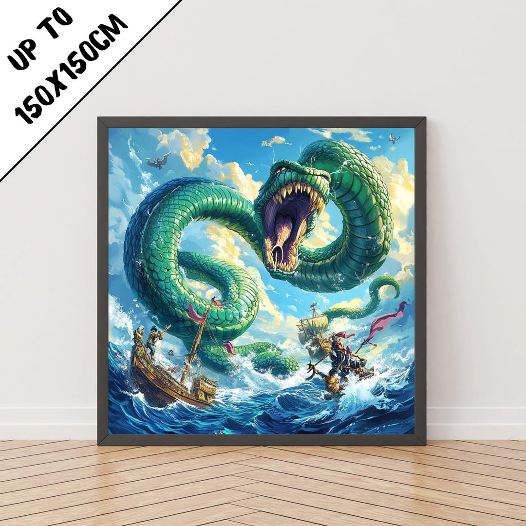 One Piece Poster Anime Sea Monster Attack Pirate Ship Battle Art Print ...