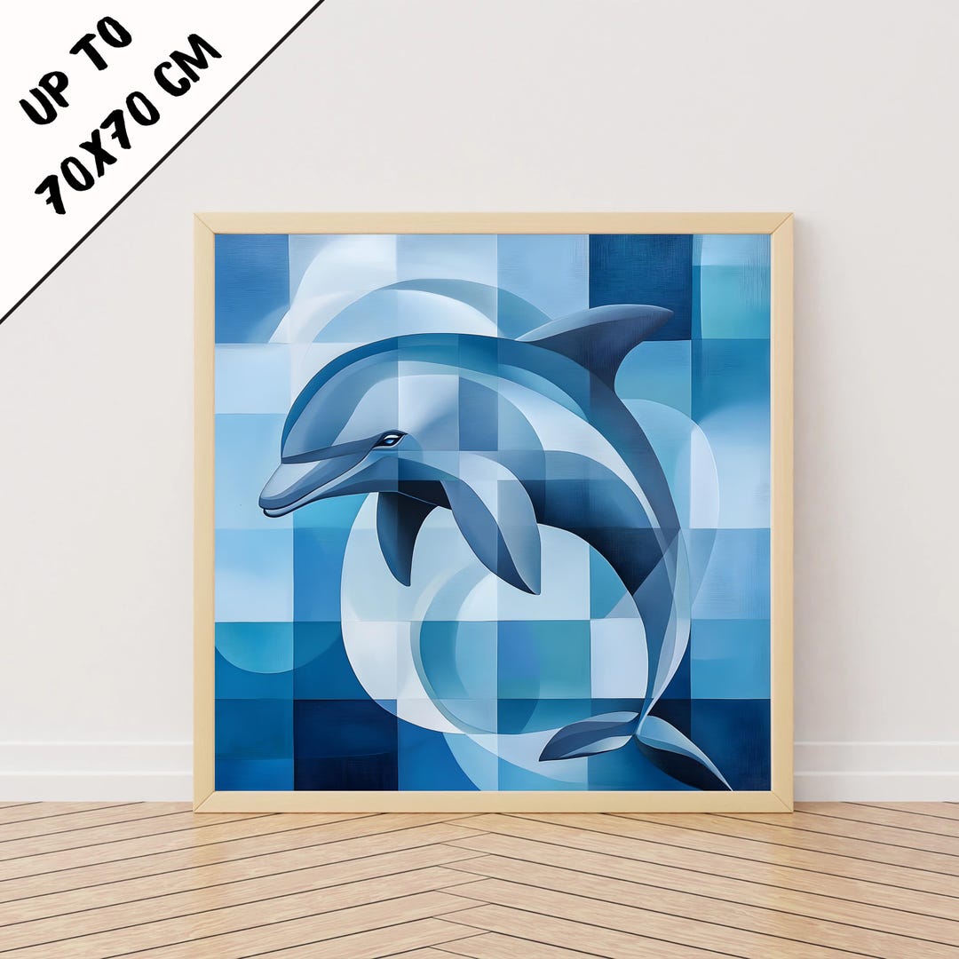 Dolphin Dream Geometric Dolphin Art Abstract Ocean Decor Modern Animal ...