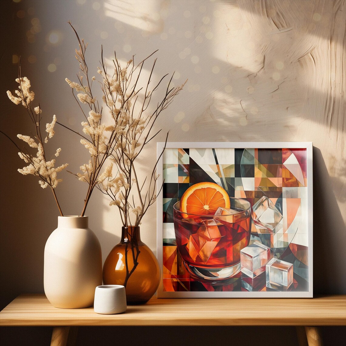 Geometric Negroni Art Modern Bar Decor Poster Abstract Geometric ...