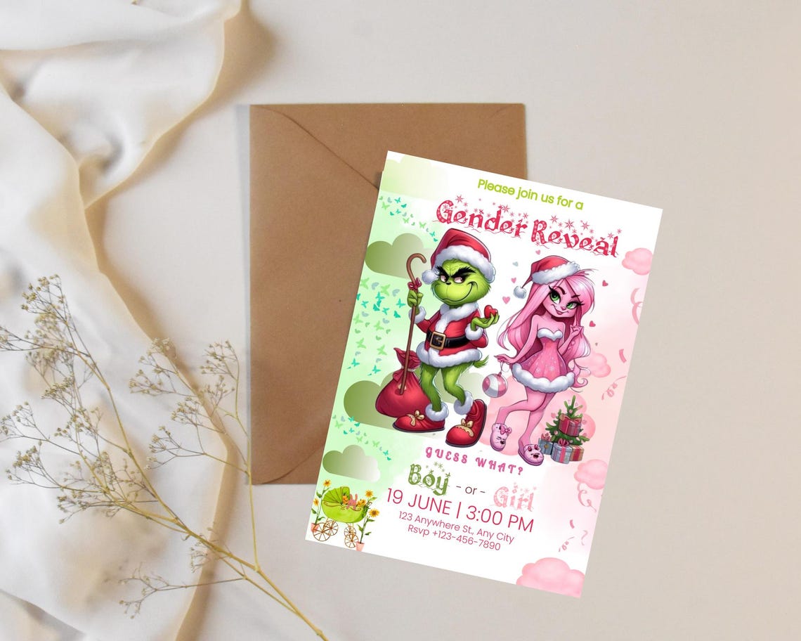 Grinch Gender Reveals Grinch Baby Announcement Invitation Grinch Baby ...