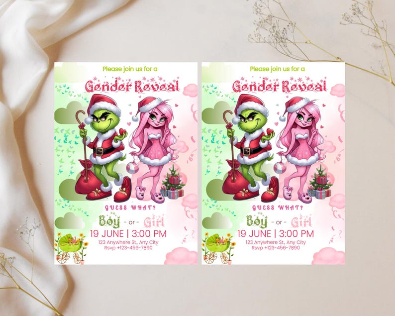 Grinch Gender Reveals Grinch Baby Announcement Invitation Grinch Baby ...