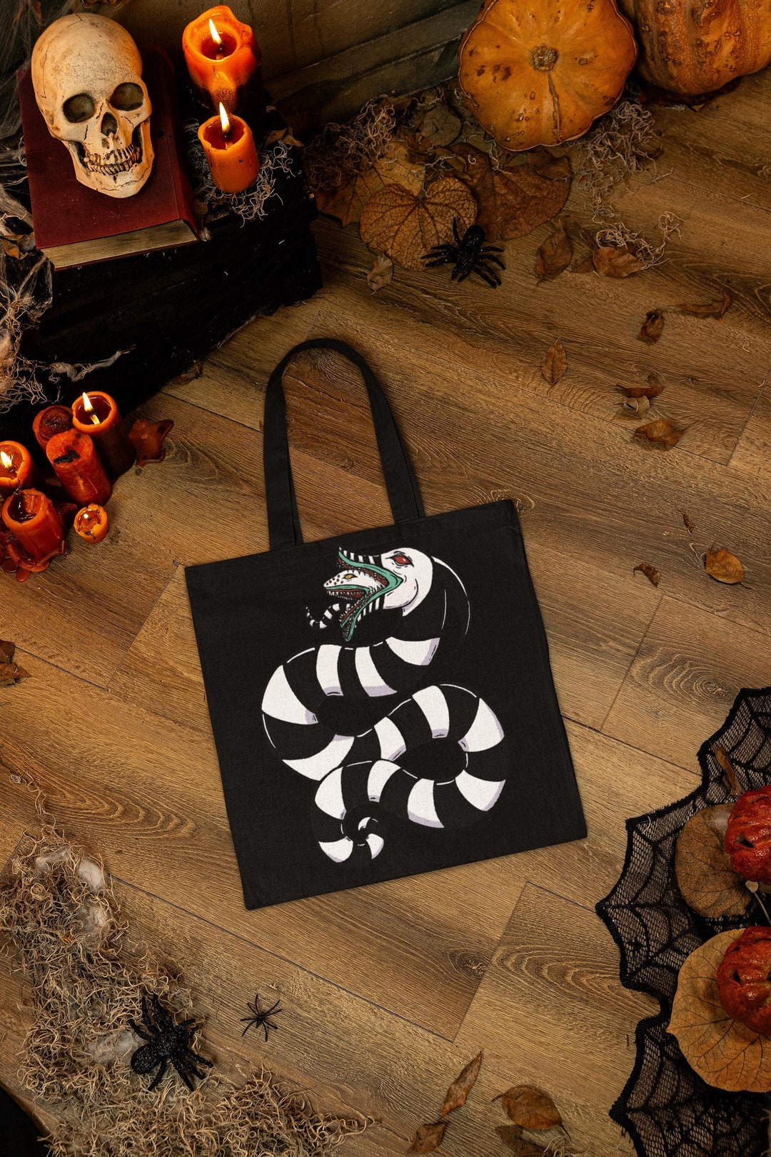 Beetlejuice Sandworm Tote Bag Spooky Fall Accessories, Gift for Trick ...