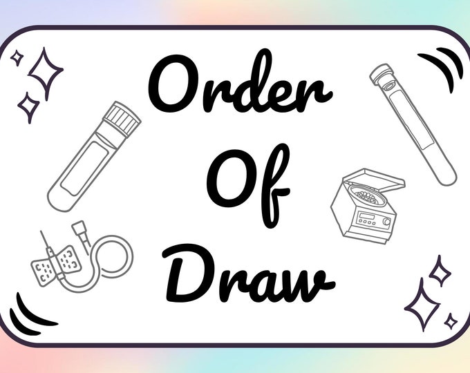 Phlebotomy Order of Draw Chart PDF - Etsy Israel