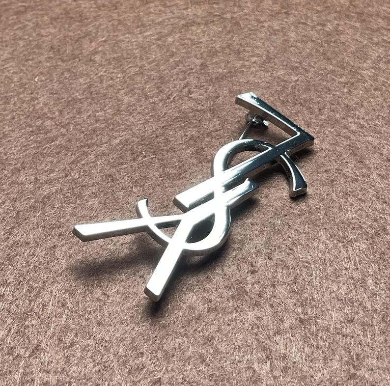 Yves Saint Laurent Wonderful Vintage Silver Tone Brooch Good Condition ...