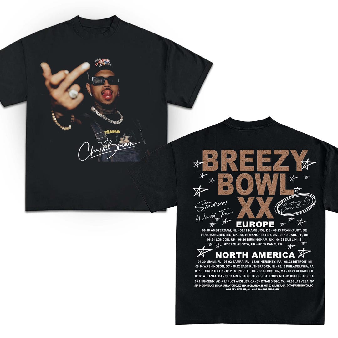 Chris Brown Middle Finger Tee Chris Brown Breezy Bowl XX Tour 2025 ...